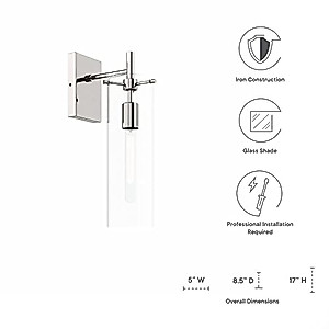 Modway Skylark Wall Sconce in Clear Polished Nickel, Silver, 5 x 8.5 x 17