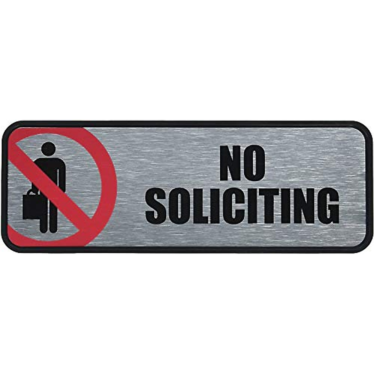 COSCO Business Sign, Brushed Metallic, NO SOLICITING, 9" x 3" (098208)