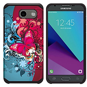 [Storm Buy] Butterfly Series Sturdy Durable Phone Case for Samsung Galaxy J3 (Red, Butterfly Pattern, Matte Finish)