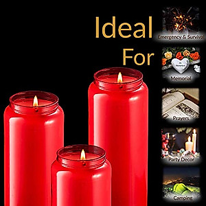 Tribello 9 Day Candles, 3 Pack | 7” Red Pillar Candles for Memorial, Love Spell, Novena Prayer, Religious Ceremony, Vigil, Party Décor, Emergency Survival | Unscented White Wax in Red Plastic Jar