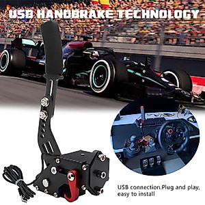 YESHMA 64 Bit USB Handbrake PC Handbrake & Non-Contact Plus Hall Sensor Compatible With G25/27/29/920 T500 T300,Professional Gaming Peripherals using for Racing Games(Black without Clamp)