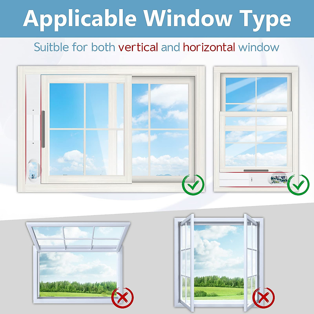 Portable Air Conditioner Window Kit for 5.1" Exhaust Hose, Window Seal Plates with Coupler and Bird Guard for Sliding Window, Adjustable Length From 16.9-47 inches Universal AC Vent Kit for AC Unit