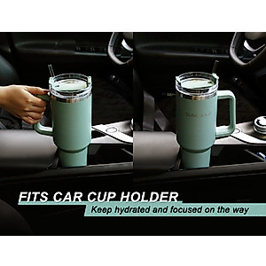DLOCCOLD 40 oz Tumbler with Handle, Insulated Coffee Tumbler with Lid and Straw, Car Cup Holder Friendly (Aquamarine)