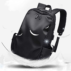 Ellymi Backpack Fashion New Pattern Simple Solid Color Large Capacity Practical Computer Bag Travel Leather (Black, One Size)