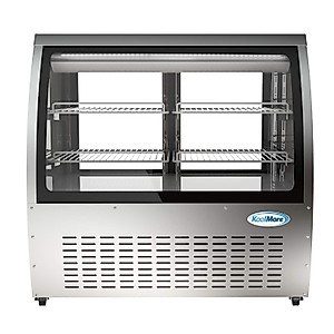 KoolMore 47" Deli Case and Meat Display Stainless-Steel Refrigerator for Commercial Use, Multi-Tiered Shelves, Curved Glass Front, LED Lighting and Rolling Caster Wheels - 18 cu.ft, RD18C-SS