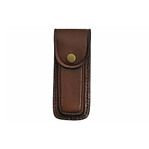 New Folding Pro Tactical Knife Sheath Brown Real Leather Snap-Button Case for 5" inch Folding Knives Survival Camping Outdoor Knife TG-0968M by ProTacticalUS
