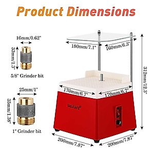 CENAP Portable Stained Glass Grinder, 4200r Mini DIY Grinding Tool Kit with 5/8" + 1" Replaceable Diamond Grinder Bit + Acrylic Bezel, for Glass Ceramic and Other Brittle Hard Materials