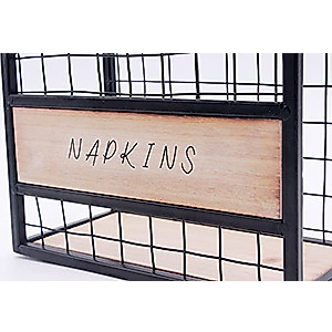 BetyHom Vintage 7x3.5x5 inch Metal Lattice Napkin Holder BLACK