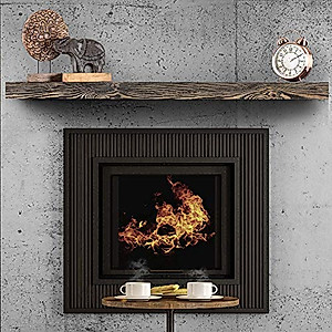 BoscoMondo 48 Inch Fireplace Mantel, Rustic Solid Wood Piece Floating Shelf – Wall Decor for Kitchen, Farmhouse, – Wall Mounted – Pine Wood - Invisible Heavy Duty Bracket (48", Black)