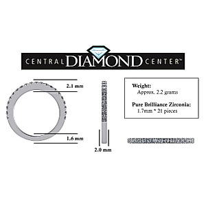 Central Diamond Center VOUS Matching Wedding Band in Solid Sterling Silver & Pure Brilliance Zirconia - Size 6