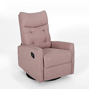 Great Deal Furniture Ishtar Contemporary Glider Swivel Push Back Nursery Recliner - Light Blush and Black Finish