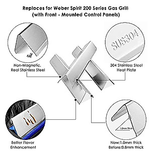 Hisencn Gas Grill Burner Tubes, Flavor Bars Replacement for Weber Spirit 200, Spirit E-210, E-220, Spirit S-210, S-220 Series Gas Grills with Up Front Controls (Model Years 20), 69785, 7635