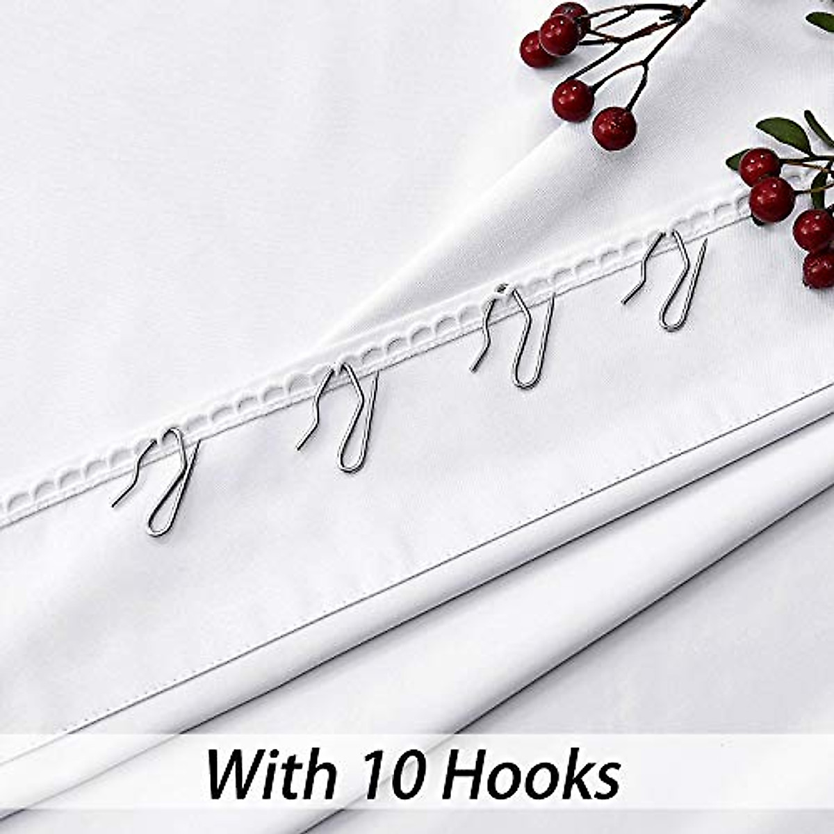 White Full Blackout Window Curtain Liner Rod Pocket Bedroom Hang with 10 Hooks Microfiber Thermal Coating Room Winter Cold Liner Window Treatment Sets 2 Panels (W48 x L81 x2 inches, White)
