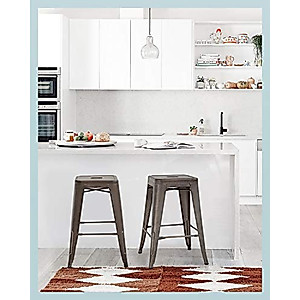 FDW 24 Inch Metal Stools Bar Stools Set Height Stackable Barstools Indoor Outdoor Dining Backless Kitchen Bar Stools Set of 4