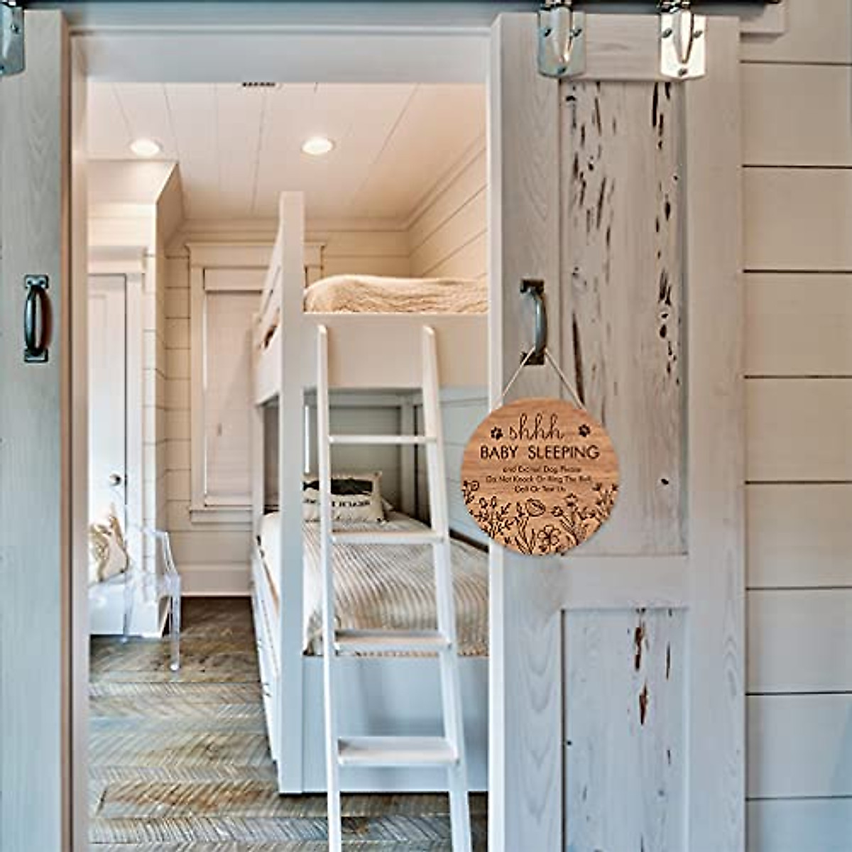 TOARTi Funny Baby Sleeping Hanging Sign Plaque, Do Not Knock Or Ring The Bell, Round Wooden Door Hanger for Baby Room, Nursery, Front Door, Door Knob Decor (12x12inch)