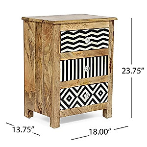 Christopher Knight Home NIGHTSTAND, Natural + Black