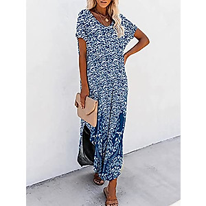 MORCHOY Women's Short Maxi Dress Summer Loose Casual Bohemian T-Shirt Dresses Beach Cover Ups for Women 2023 (Boho-P5, M)