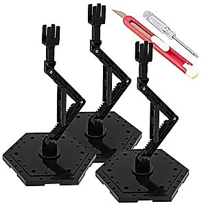 TWKUPWO Hobby Model Action Base Display Stand, Gundam Model Stand Action Figure Stand Compatible with MG RG HG Universal Models Stand (3sets Black)