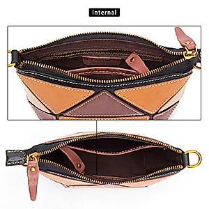 CENUNCO Leather Crossbody Purses for Women Color Block Small Purse Satchel Cute Bags Ladies Designer Handbags (Multicolor1)