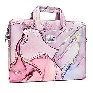 MOSISO Laptop Shoulder Bag Compatible with MacBook Air/Pro, 13-13.3 inch Notebook, Polyester Briefcase with Belt, Pink, 13.3 inch, Unisex-Adults, Crossbody, Business