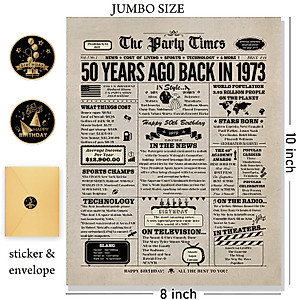 50th Birthday Card, 50th Birthday Gifts for Women Men, 50th Birthday Decorations for Him Her, Big Birthday Cards for 50 Year Old Daughter Son, Back in 1974 Birthday Card for Husband Wife Friends