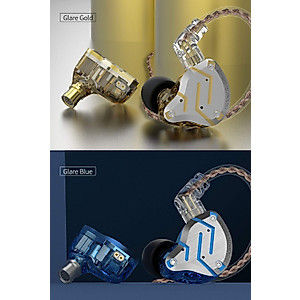 Five Driver Headphones,KZ ZS10 PRO High Fidelity Noise-Isolating Earbuds/Earphones with Detachable Cable 2Pin 0.75mm (Without MIC, Glare Gold)