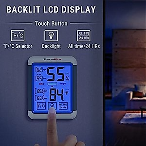 ThermoPro TP55 Digital Hygrometer Indoor Thermometer Humidity Gauge with Large Touchscreen and Backlight Temperature Humidity Monitor