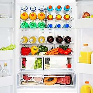 Criusia Water Bottle Organizer, Clear Stackable 3 Bottle Storage Holder Rack for Kitchen Cabinet, Countertop, Fridge, Pantry, Organizer and Storage, Tumbler Travel Mug Cup Organizer, 4 Pack 12 Bottles