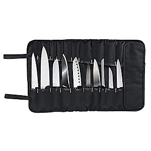 Chef Knife Roll Bag for Chefs, 22 Slots Portable Chef Knife Case Storage Roll Bag with Carry Handle (Black)