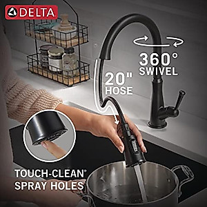 Delta Faucet Westville Matte Black Kitchen Faucet Black, Kitchen Faucets with Pull Down Sprayer, Kitchen Sink Faucet, Faucet for Kitchen Sink, Magnetic Docking Spray Head, Matte Black 9110-BL-DST