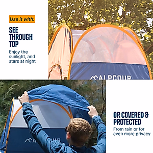 Alpcour Portable Pop Up Tent – Privacy Tent for Portable Toilet, Shower and Changing Room for Camping and Outdoors – Spacious, Extra Tall and Waterproof with Utility Accessories - Sturdy and Easy Fold