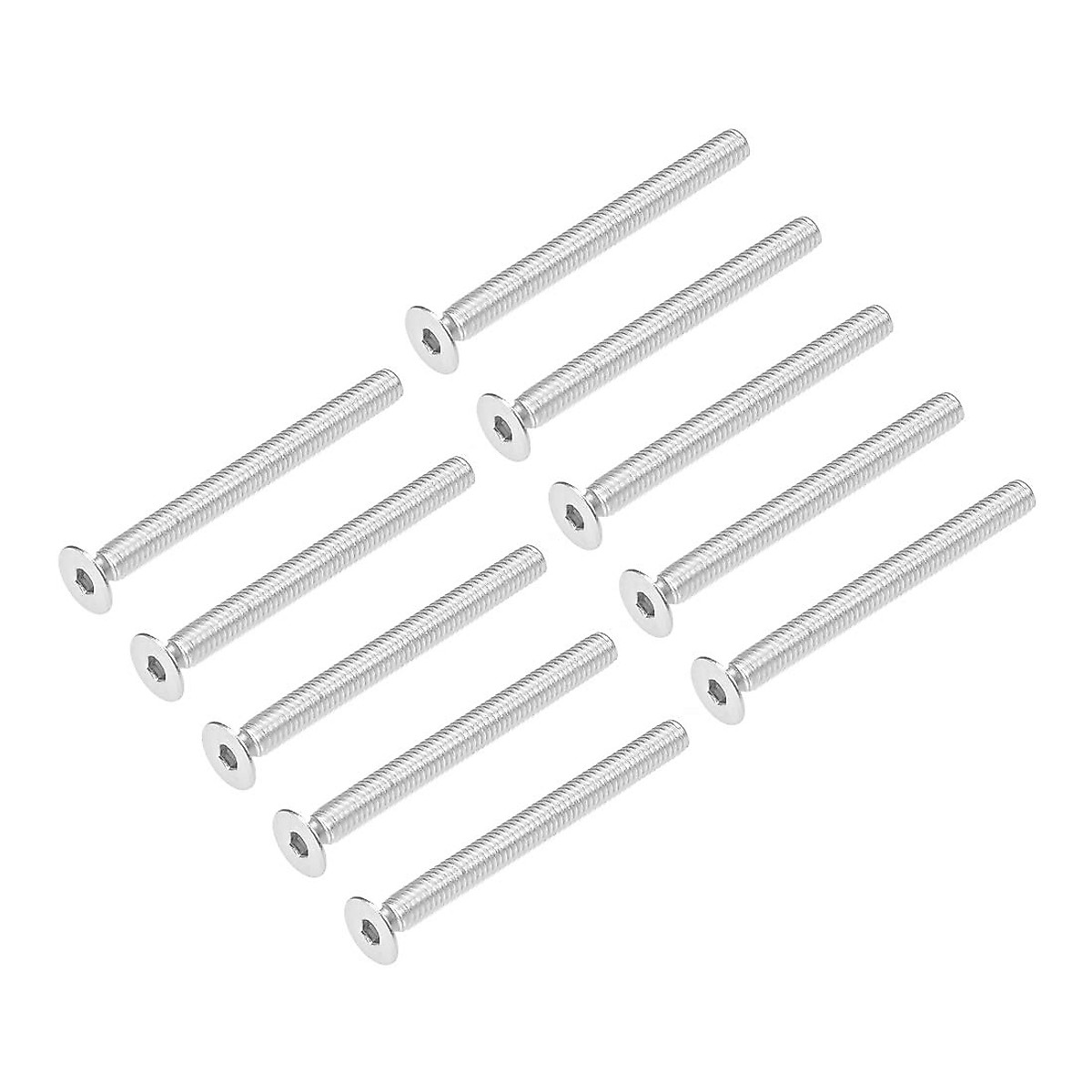 uxcell M4x40mm Flat Head Machine Screws Inner Hex Screw 304 Stainless Steel Fasteners Bolts 30Pcs