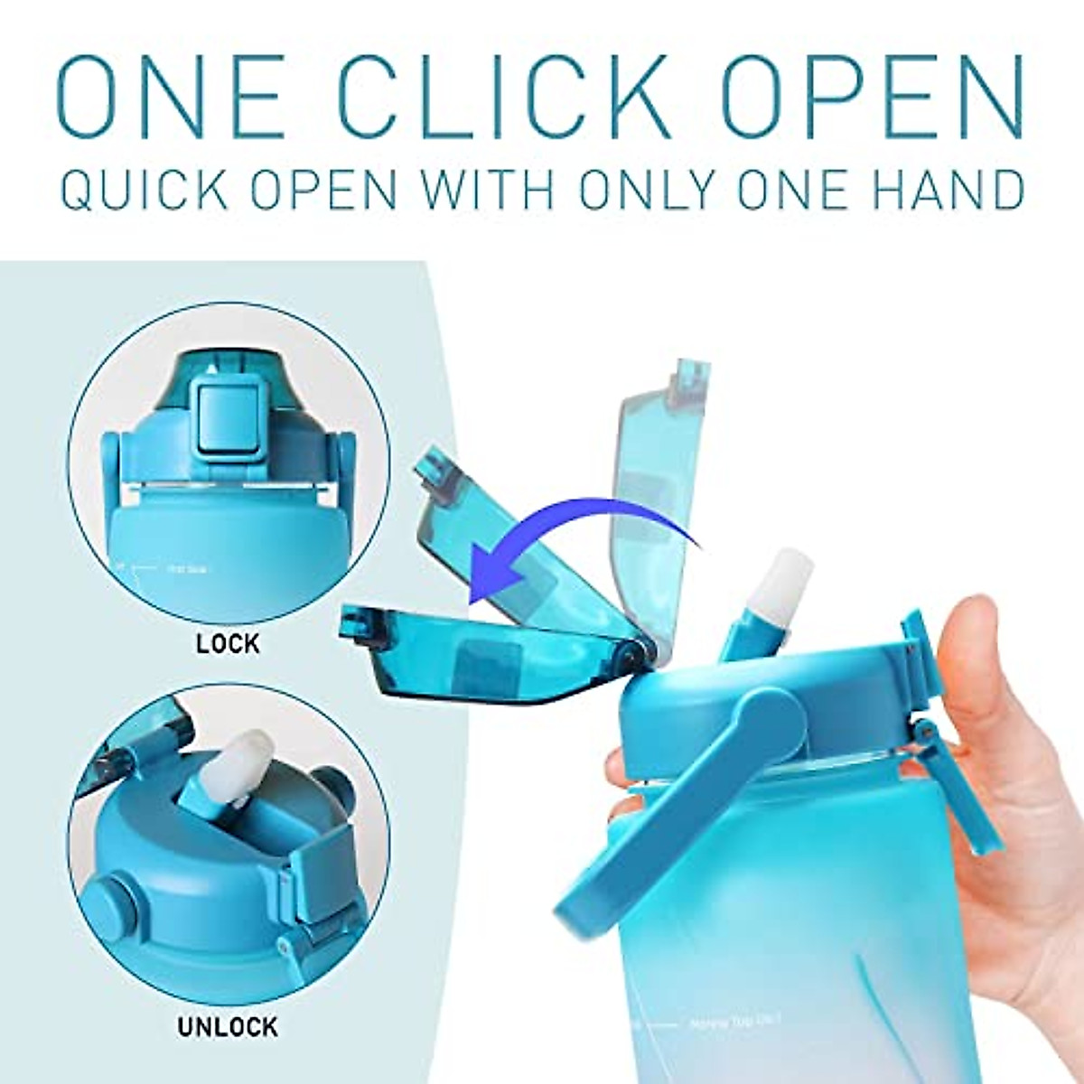 TANANA 64oz Half Gallon Water Bottle With Sleeve, No Chemical Smell, No Leaking, Tritan/BPA Free 1/2 gallon water jug with Time Marker/Straw/Handle for Women/Men to Use in the Gym