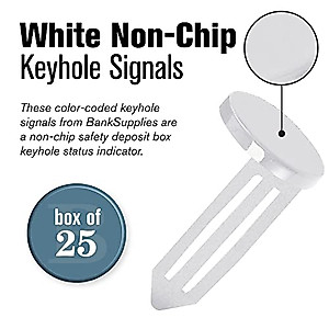 BankSupplies Keyhole Signals | White – Box Available for Rent | Vault Signal | Box of 25 | Non-Chip | Reusable & Long-Lasting | At-a-Glance Organization | Color Coded Plugs
