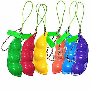 Ganjiang 12PCS Squeeze Bean Keychain Fidget Toys for Skin Picking, Pea Pod Sensory Fidget Toys,Stress Relief,Party Favor Toys
