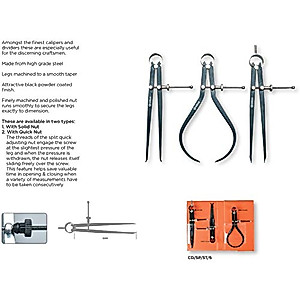 Groz 01493 8" Caliper Set, 2 piece, Inside and Outside with Spring Divider
