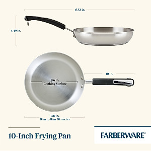 Farberware Brilliance Stainless Steel Frying Pan/Skillet,10 Inch, Dishwasher Safe and Induction Ready, Compatible with All Cooktops,Stainless Steel