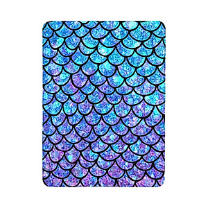 Ykklima Baby Changing Pad, Ombre Mermaid Teal Purple Fish Scale Pattern Change Mat for Diaper Change Waterproof Cotton Portable Reusable Washable for Home & Travel (20 x 28 Inches)
