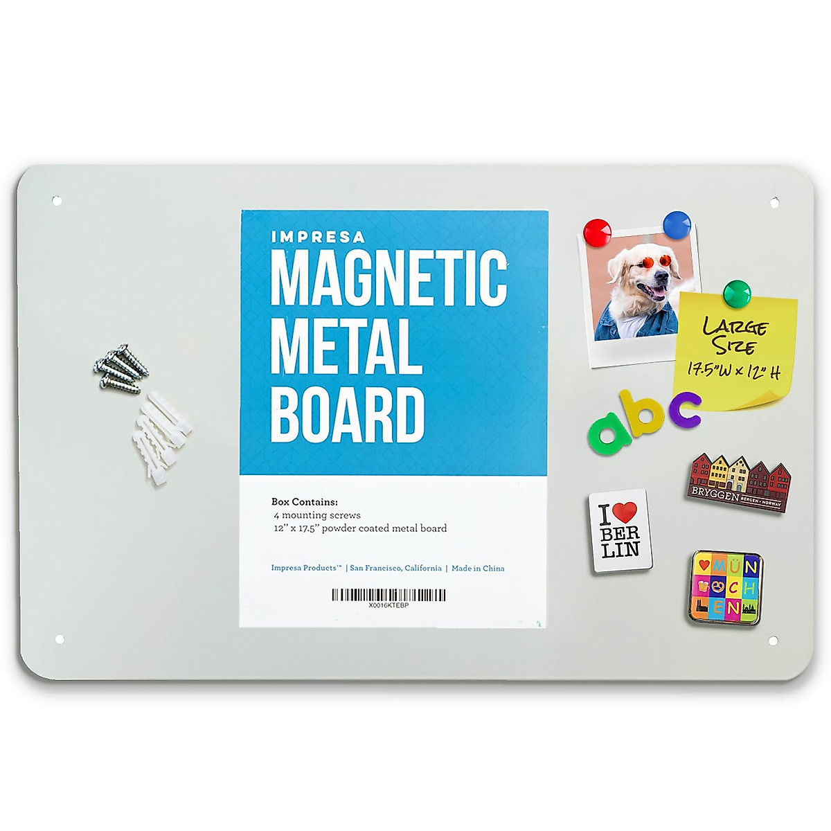 17.5" x 12" Magnetic Board - Great Magnet Bulletin Board to Display Magnetic Poetry, Spices, Notes, Photos and More - Ideal for The Wall, Refrigerator, Cubicle and More - by Impresa Products