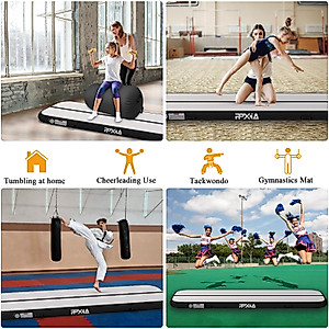 PPXIA Inflatable Gymnastics Mats Air Tumbling Mat - Inflatable Tumble Track 10ft 4 inch Thick, Cheer Mat Air Floor for Kids Home Use Gym Yoga Training Cheerleading With Air Pump