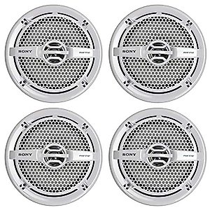 Sony XS-MP1611 6.5 Inch 280 Watt 4 Ohm Dual Cone Weatherproof Marine Audio Stereo Speakers with Polypropylene Woofer Cone, White, 2 Pairs