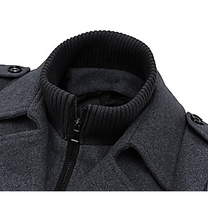 APTRO Men's Pea Coat Wool Jacket Windbreaker Single Breasted Winter Coat 1108 Dark Grey M