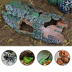 Reptile Habitat Decor Hideouts Critter Cavern Bark Bends Resin Ornament Hiding Place for Leopard Gecko Cichlids Spiders Lizards Snakes