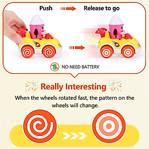 HINZER Toy Cars for 1 2 3 Year Old Boy 4 Pack Friction Powered Cars Baby Toy 12-18 Months Car Toys for Toddlers 1-3 Cartoon Baby Car Toys for 1 Year Old Boy Girl for 1 2 3 Year Old Boys