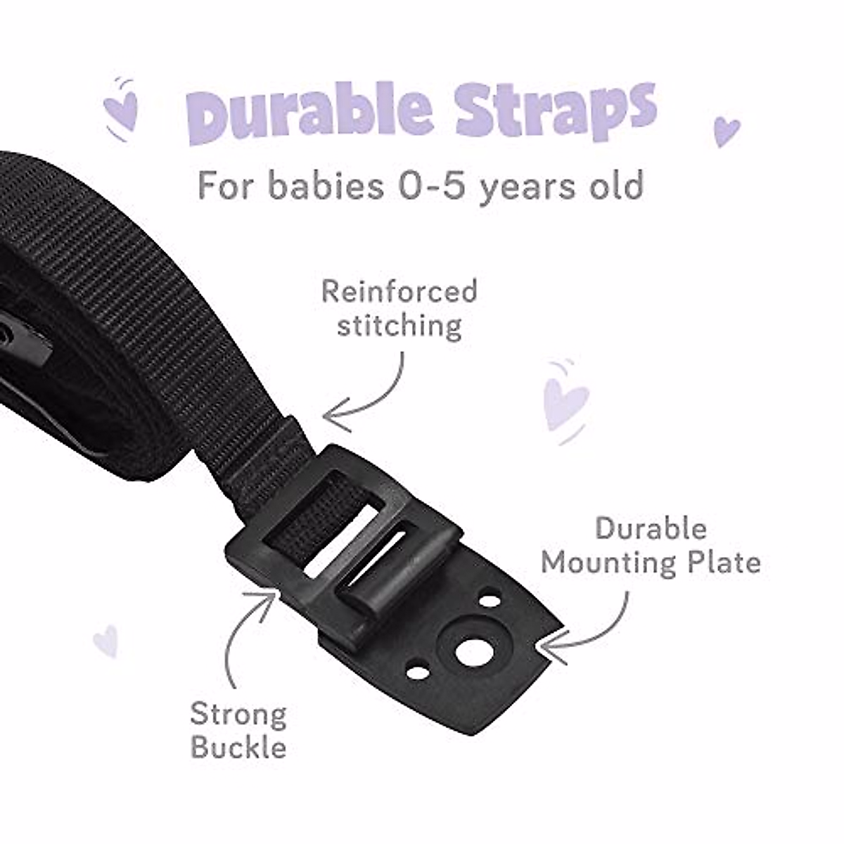 Baby Proof Furniture Safety Straps, Adjustable Wall Anchors and Earthquake Straps for Bookshelf and TV Stand, Baby Safety Products by Ashtonbee, Pack of 2