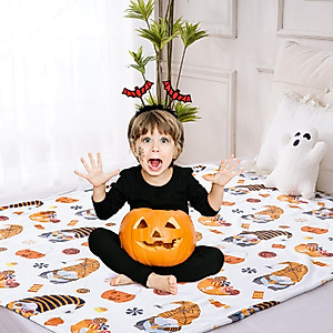 JISEN Halloween Blanket Pumpkin Throw Blanket Cozy Fall Throw Blanket for Women Kids Men Soft Blanket for Couch Living Room Halloween Decor Bed Throw Blanket 50 x 60 Inch Gnomes