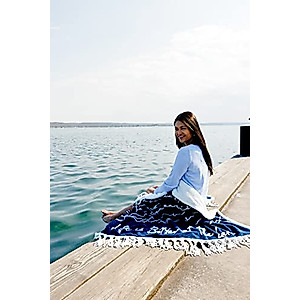 Pavilion - Life is Better at The Lake 50" x 60" Luxury Sherpa Tassel Raised Text Throw Blanket Housewarming Apartment Warming Cottage Lakehouse Gift - Threaded Together