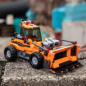 Block Builder Bulldozer Block Set (521pcs) and Construction Forklift. Two Building Kits in one Set! Toy Blocks Suitable for Boys and Girls.
