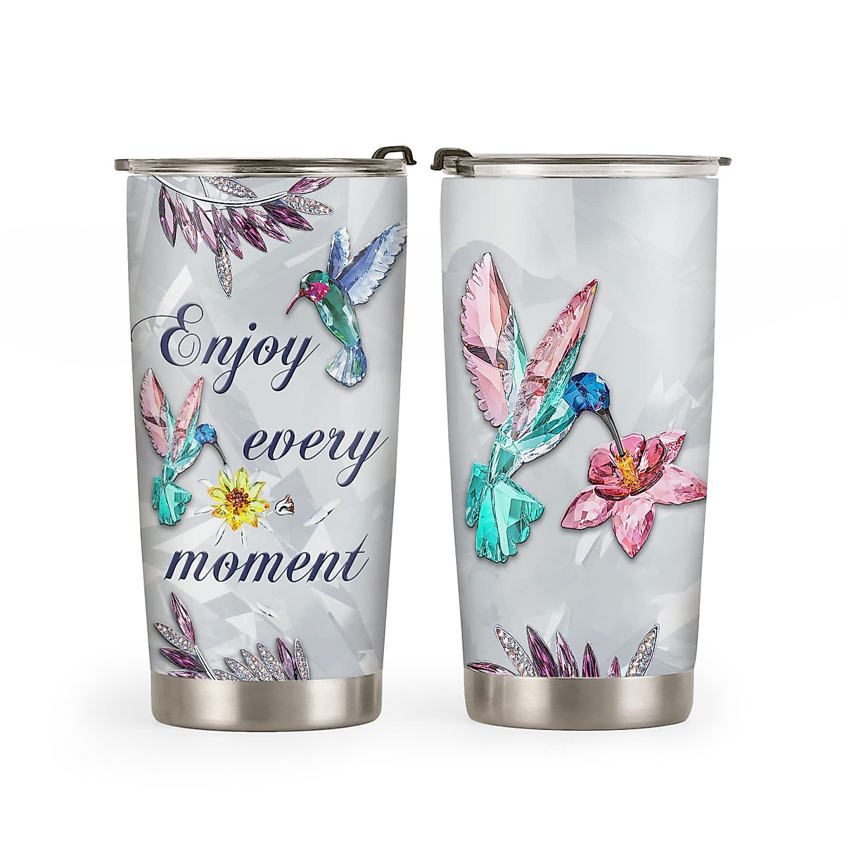 20oz Hummingbird Gifts for Women, Valentines Day Gifts for Her, Birthday Gifts for Women, Coffee Thermos for Women Crystal Jewelry Hummingbird Tumbler Cup, Insulated Travel Coffee Mug with Lid