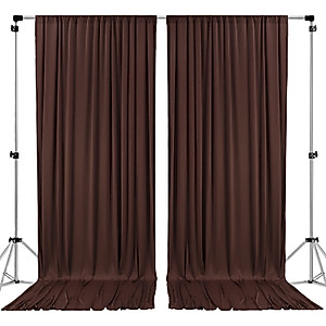 AK TRADING CO. 10 feet x 8 feet IFR Polyester Backdrop Drapes Curtains Panels with Rod Pockets - Wedding Ceremony Party Home Window Decorations - Brown